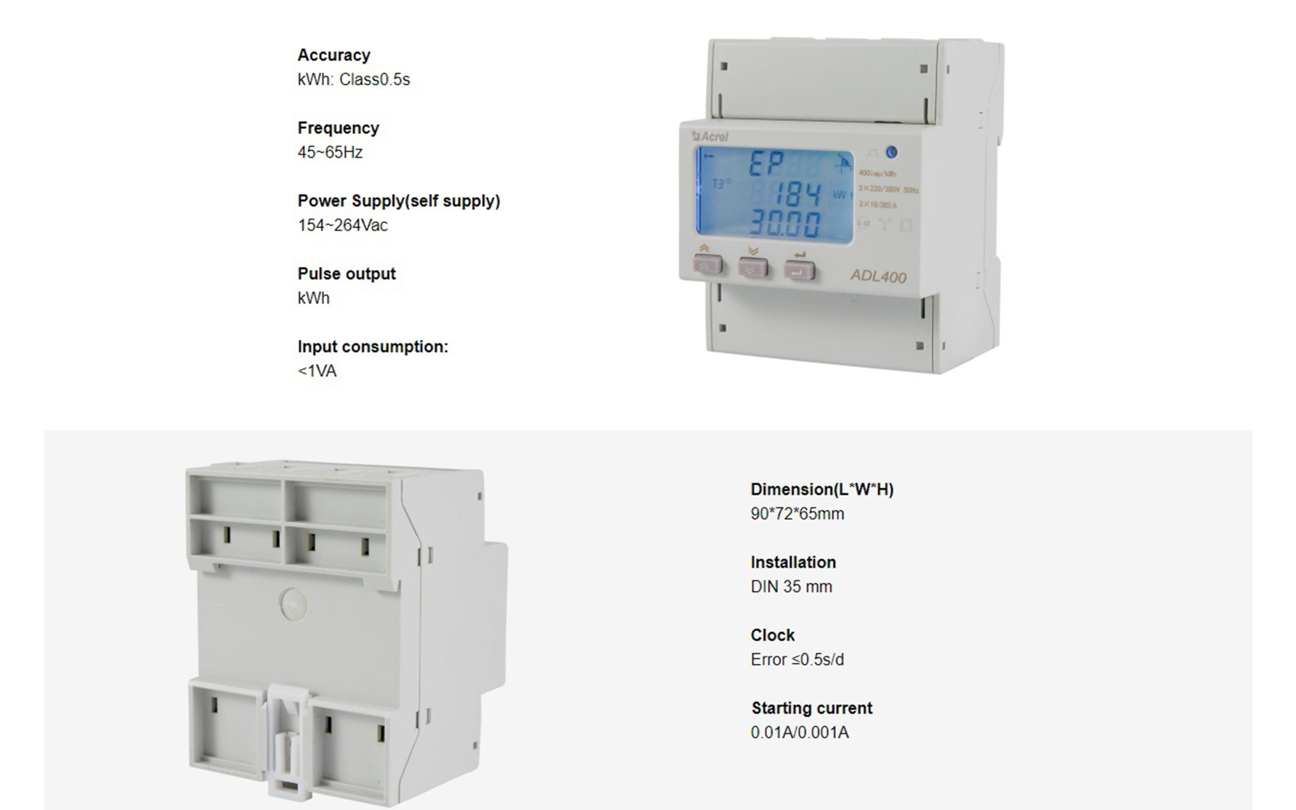 ADL400 MID Certificate Three-Phase Din Rail Energy Meter - ACREL